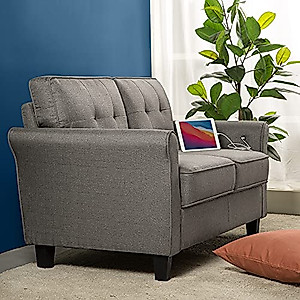 ZINUS Sayan Loveseat with USB Ports, Tool-Free, Easy Assembly, Sand Grey