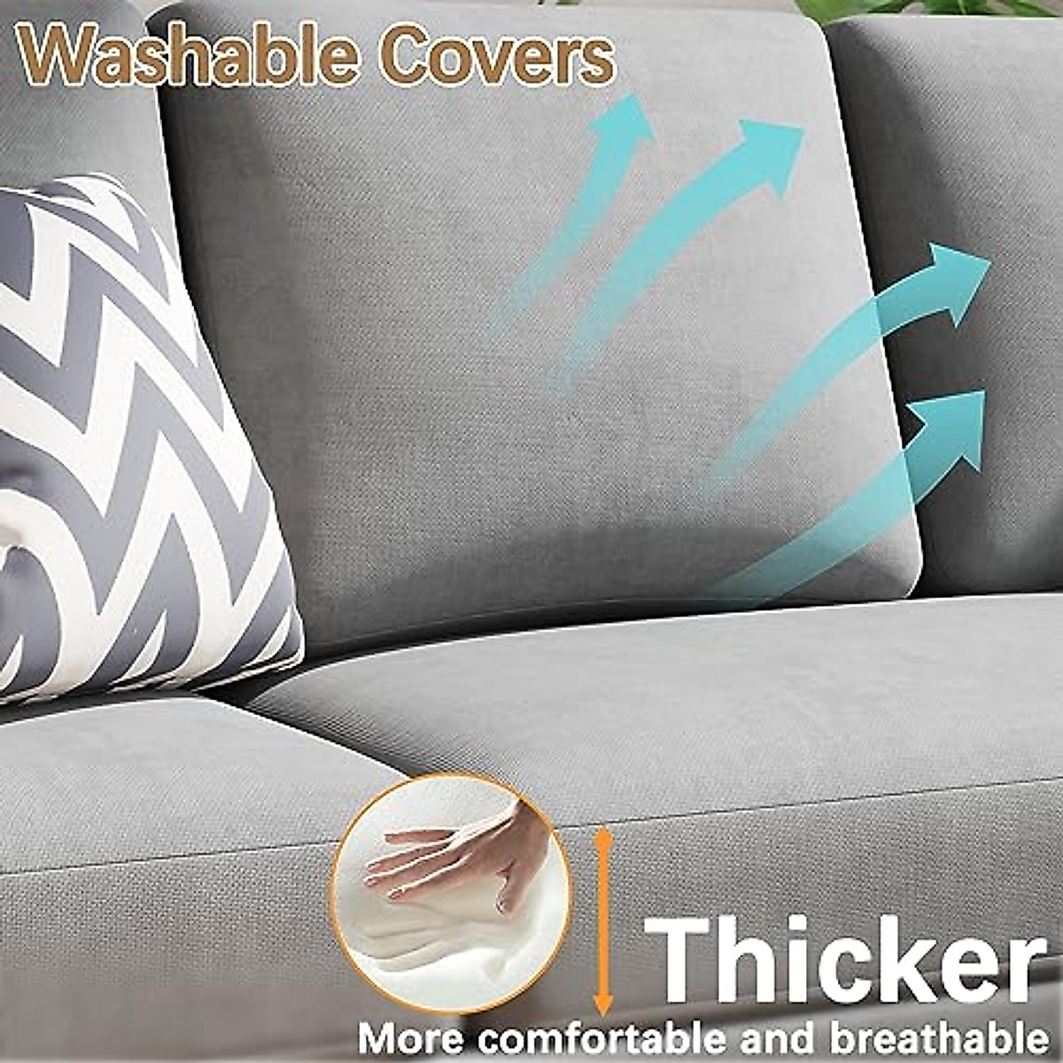 Furniwell Convertible Sectional Sofa Couch, L Shaped 3-Seat Small Couch for Living Room with Ottoman Modern Fabric Reversible Chaise for Apartment and Small Space(Light Gray)