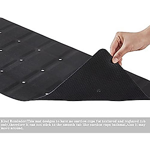 Webos Foldable Non Slip Silicon Bath Mat Bathtub mat Shower mats no Suction Cups for Textured Tub and Reglazed Tub(Foldable - Black, 28-inch x 14-inch)