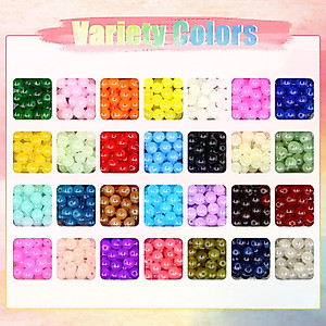 LOTMER 980 PCS 8mm Glass Beads for Jewelry Making - 28 Colors - Round Crystal Gemstone Beads for Jewelry, Necklace, Bracelet, Phone Lanyard Making DIY Craft