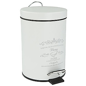 Home Basics Paris Collection Bathroom Accessories, Office, Bedroom, Decorative Waste Basket With Stylish Accent Decor To Complement Any Bathroom (3 Liter Waste Bin)
