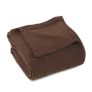 SUPERIOR Cotton Waffle Throw Blanket, Lightweight Breathable Bedding, for Travel, Dorm, Apartment, or Home, Machine Washable, Ultra Soft and Cozy, All-Season Covering, Throw, Chocolate