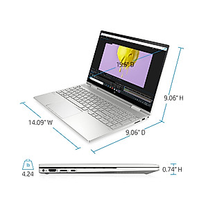 HP 2022 Envy x360 2-in-1 15.6" FHD Touchscreen Laptop, Intel Core i5-1135G7, 32GB RAM, 1TB PCIe SSD, Backlit Keyboard, Iris Xe Graphics, HD Webcam, Win 11 Pro, Silver, 32GB Snow Bell USB Card