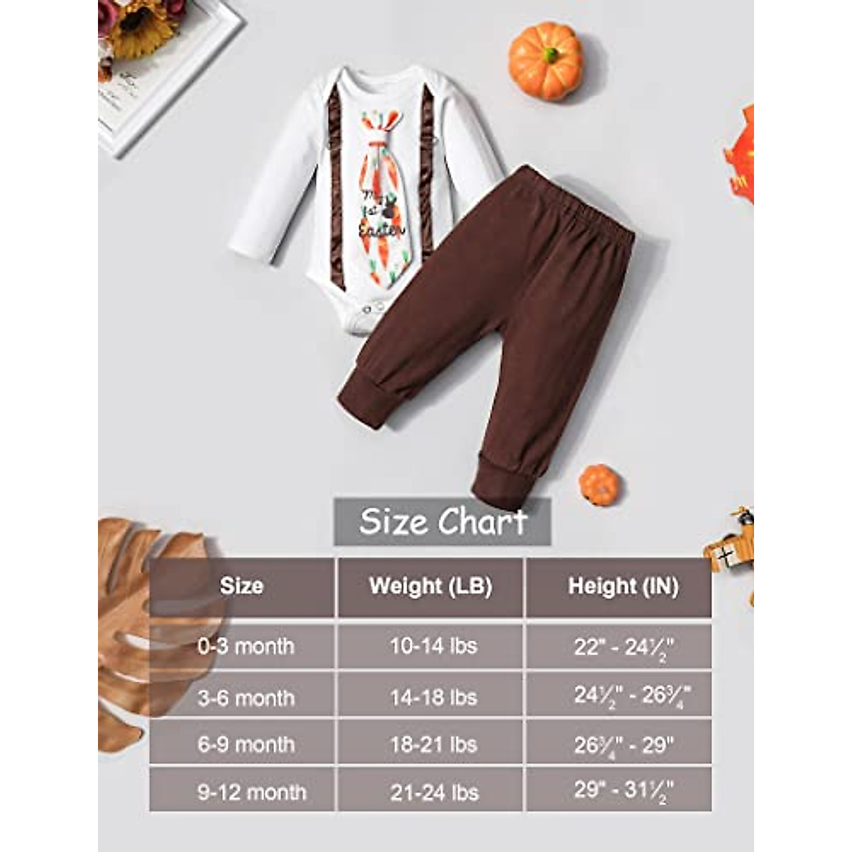 Baby Boy Easter Outfit 6-9 Months, Easter Baby Boy Outfit Suspender Long Sleeve Romper Pant Sets My First Easter Baby Boy Outfit Baby Easter Outfit Boy