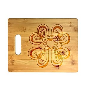 Irish Claddagh Ring w/Celtic Weave & Lucky Four Leaf Clover - Laser Engraved Bamboo Cutting Board - Wedding, Housewarming, Anniversary, Birthday, Father's Day, Gift