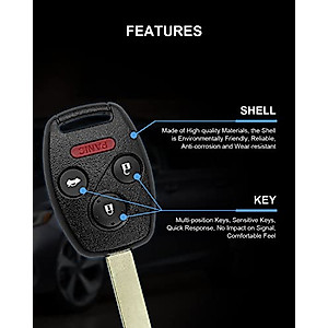 Car Key Fob Replacement Keyless Entry Remote Control Fits for Honda Pilot 2009 2010 2011 2012 2013 2014 2015/ Accord Sedan 2008-2012 Replace KR55WK49308 35118-TA0-A00