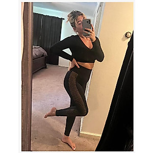 Sexy Yoga Leggings for Women High Waist Seamless Workout Leggings Gym Butt Lift Yoga Pants (Black,L,Large)