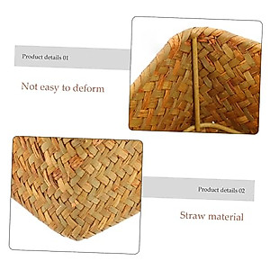 Ipetboom Desktop Stand Woven Baskets 1 Woven Basket Straw Basket with Lid Basket Box Rattan Desktop Clothes Sundries Storage Box for Home Decor (S) Storage Drawers Small Basket