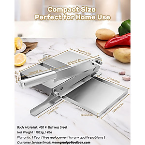 Moongiantgo Biltong Slicer Manual Meat Slicer Cutter with Scale Stainless Steel Cutting Machine Hand Herb Root Slicer for Salami Ham Bacon Vegetables Deli Ginseng Fish (KD0270)