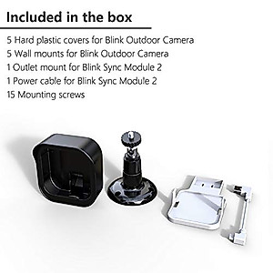 Blink Outdoor Camera Wall Mount Bracket, 5 Pack Plastic Protective Housing and 360 Degree Adjustable Mount with Blink Sync Module 2 Mount for Blink Outdoor Camera (Blink Camera are Not Included)