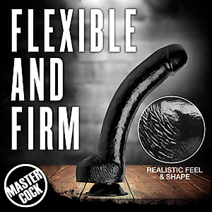 Master Series The 16.25 Inch Colossus Dildo with Suction Cup Base, Extra Large Lifelike and Realistic Thick Toy for Women, Men, and Adult Couples, Made with Flexible and Firm PVC Material, Black