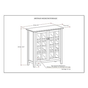 SIMPLIHOME Artisan SOLID WOOD 38 Inch Wide Transitional Medium Storage Cabinet in Russet Brown, For the Living Room, Entryway and Family Room