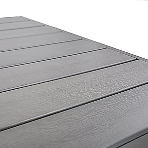 Dporticus Outdoor Patio 55" Rectangular Dining Table for 6 Metal Aluminum Frame with Grey Wood Look