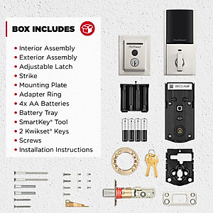 Kwikset Halo Touch Contemporary Square Wi-Fi Fingerprint Smart Lock No Hub Required featuring SmartKey Security in Satin Nickel (99590-003)