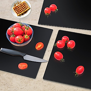 Tempered Glass Cutting Board Glass Cutting Boards for Kitchen,Clear Cutting Board for Countertop,Glass Palette for Oil Painting, Heat Resistant, Shatter Resistant (Black, Set of 2)