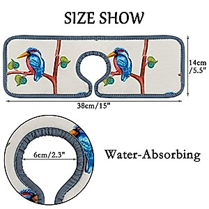 Kitchen Faucet Absorbent Mat 3 Pieces Cute Watercolor Blue Birds Faucet Sink Splash Guard Bathroom Counter and RV,Faucet Counter Sink Water Stains Preventer