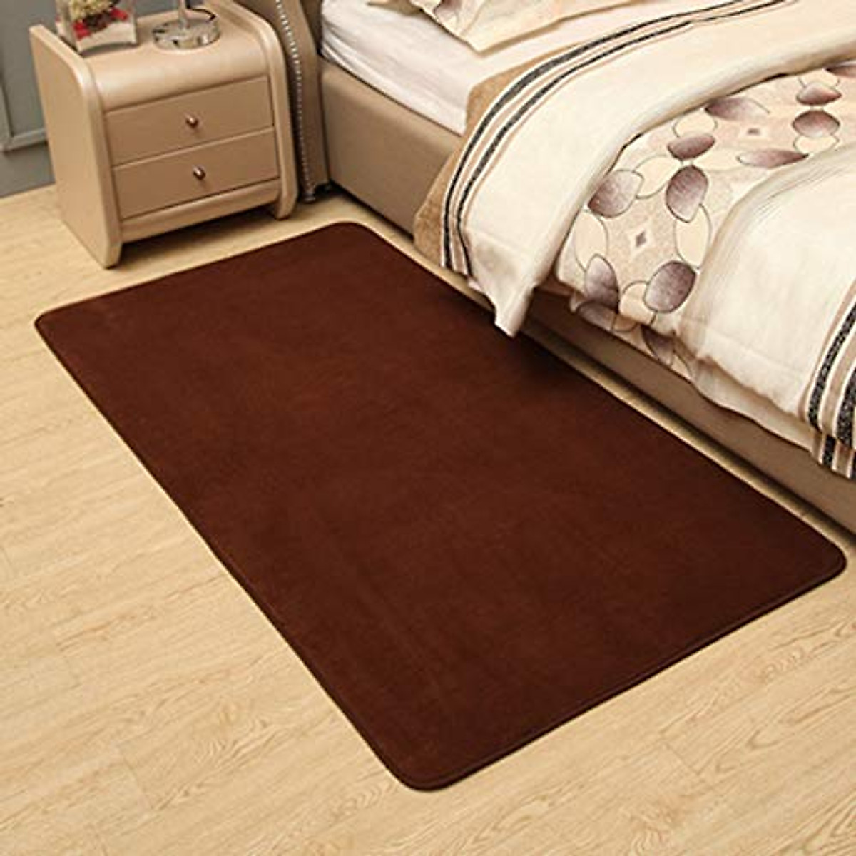 Solid Rectangular Area Rugs Soft Living Room Children Bedroom Rug Coral Fleece Anti-Slip Carpets Home Decor Modern Indoor Outdoor Runners Nursery Coffee 1.3' X 2'