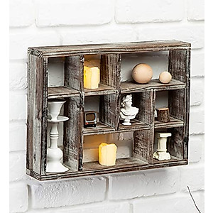 J JACKCUBE DESIGN Rustic Multi-Slot Shelf Cube Display 9 Compartment Shadow Box Wall mountable Shelf for Collection Square Freestanding Case Farmhouse Décor - MK570A (Rustic Wood)