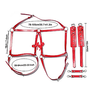 Aiosy Punk Waist Chain Red Leather Belly Body Chain Thigh Harness Belt Rave Body Accessories Jewelry for Women