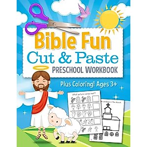 Bible Fun Cut and Paste Preschool Workbook: Coloring and Cutting Kids Christian Activity Book
