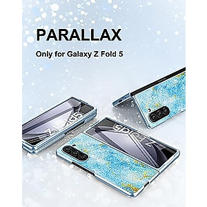 DDJ for Samsung Galaxy Z Fold 5 Case, Hard PC Bling Diamond Rhinestone Elegant Case for Women Girls，Anti-Scratch Shockproof Sparkling Case for Galaxy Z Fold 5,Blue