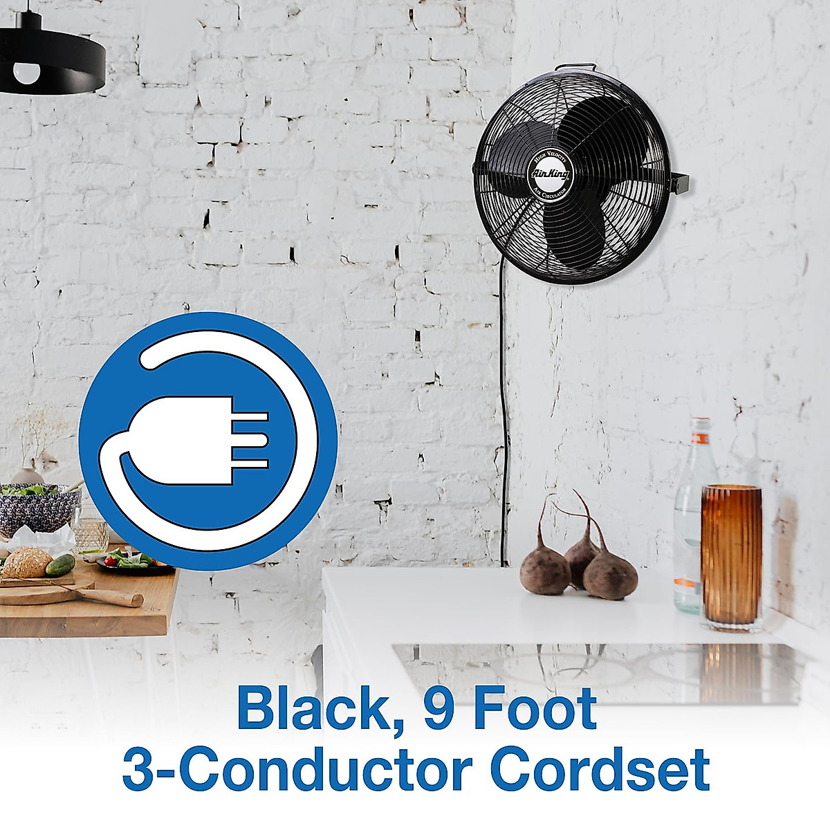 Air King 9318 Industrial Grade High Velocity Multi Mount Fan, 18-Inch,Black