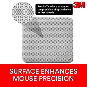 3M Precise Mouse Pad with Repositionable Adhesive Back, Enhances the Precision of Optical Mice at Fast Speeds, 8.5" x 7", Bitmap (MP200PS)