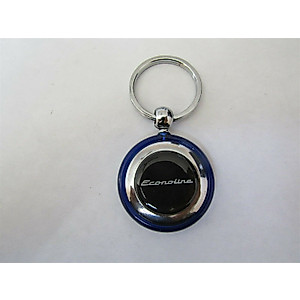 1961-1979 ECONOLINE VINTAGE SCRIPT EMBLEM LOGO ROUND PLASTIC KEYCHAIN - BLUE