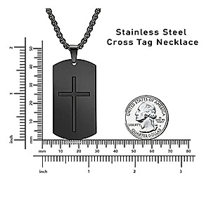 Rnivida Men's Black Cross Tag Pendant Necklace, Stainless Steel Inspirational Bible Verse Necklace for Men Boys (Isaiah 41:10 - Black)