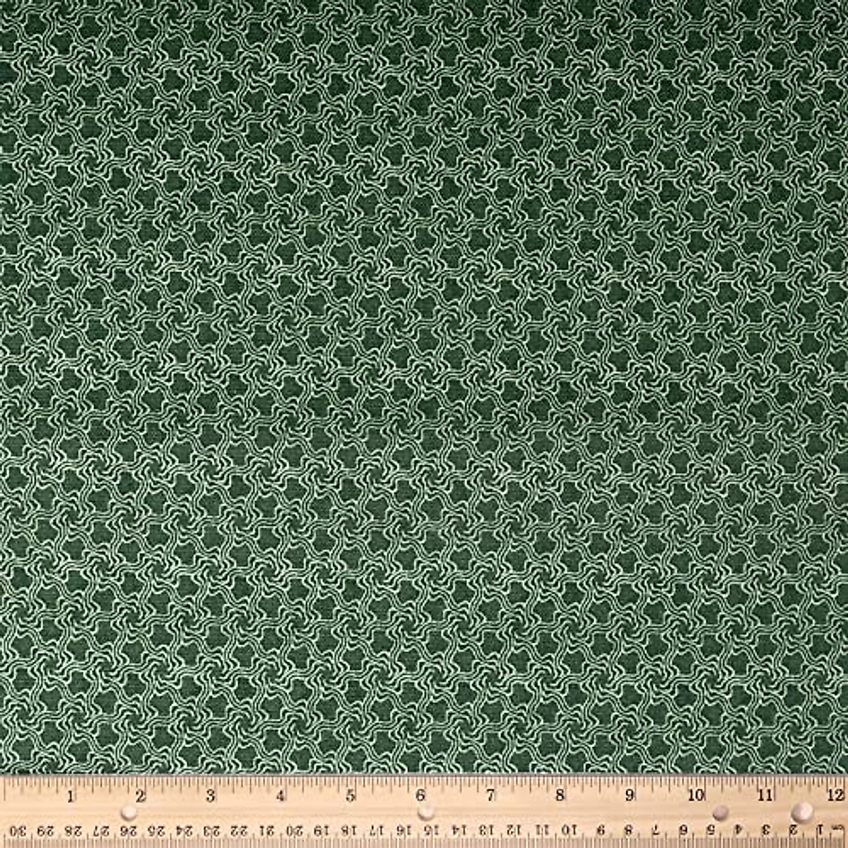 Stitch & Sparkle Cotton Duck 54" Lattice Cream Fabric by The Yard, Whirlpool Green (D101G0001)