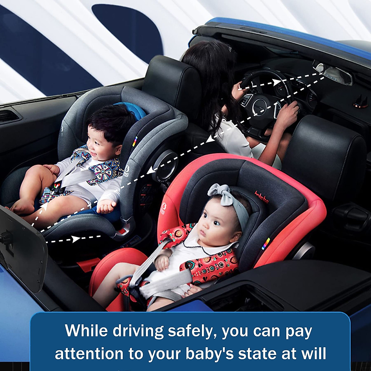 UYYE Baby Car Mirror, Adjustable Car Seat Mirror, Safety Car Seat Mirror for Rear Facing Infant,Shatterproof Baby Mirror for Car Interior Accessories-Black