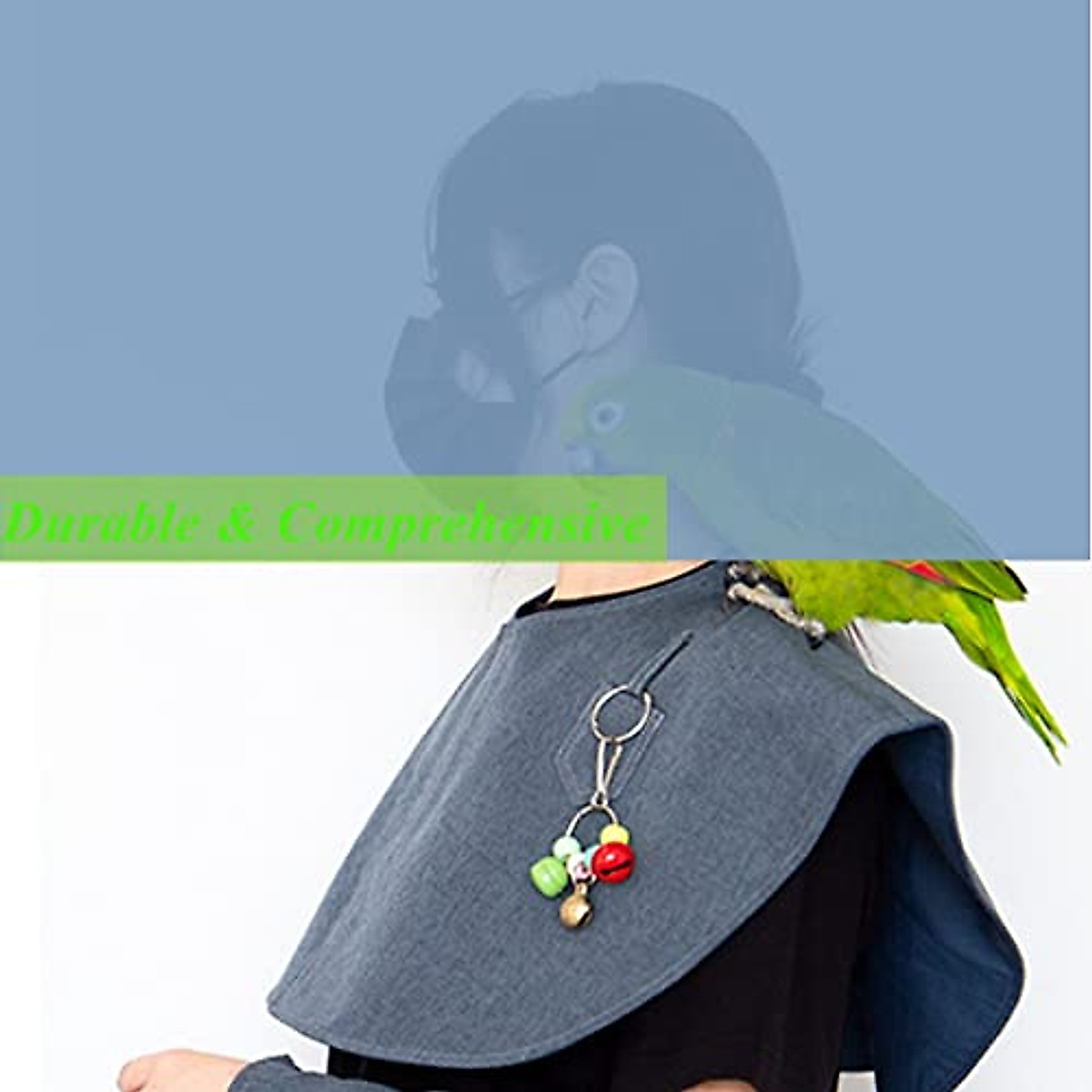 Parrot Anti-Scratch Bird Poop Shoulder Protector Bird Anklet Toys, Multi-Functional Bird Diaper Flight Suits Pee Pads Diaper Poop Shawl for Medium Cockatiel Parakeet Macaw (Shoulder Protector-Blue)