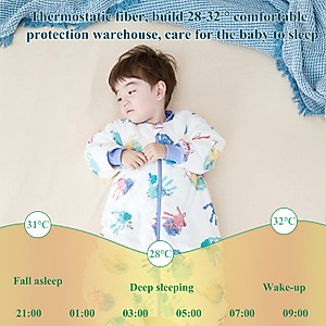 Reinewol Toddler Sleep Sack,Sleep Bag with Feet 2.5 Tog Wearable Blanket for Girl Boy, Thermostatic Absorb Sweat SleepSack with Removable Sleeves(Palm,Large)