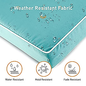 PNP FKJP 1 Pack Outdoor Cushion Washable Covers 48" X 18" X 3"Inch, Water-Resistant Seat Slipcovers, Patio Furniture Covers with Zipper and Tie, Aqua Blue 【Only Cover】