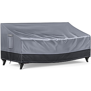 Pertotoy Outdoor Couch Cover Waterproof Patio Furniture Covers, 3-Seater Patio Sofa Cover Heavy Duty 600D Durable UV Anti-Fading, 93" Wx 40" Dx 35" H, Gray/Dark Gray