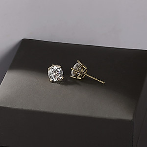 IGI Certified 10k White Gold 0.10ct to 2ct Round Diamond Stud Earring for Women by Diamond Hub (H-I, I2-I3)