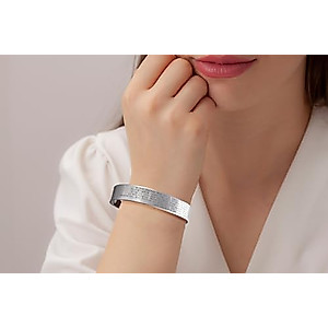 FashionJunkie4Life The Lord's Prayer Engraved Stainless Steel Cuff Bracelet