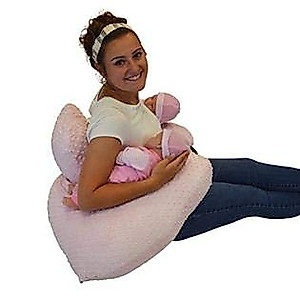 The TWIN Z PILLOW - Pink - 6 uses in 1 Twin Pillow ! Breastfeeding, Bottlefeeding, Tummy Time, Reflux, Support and Pregnancy Pillow! Cuddle Pink DOTS