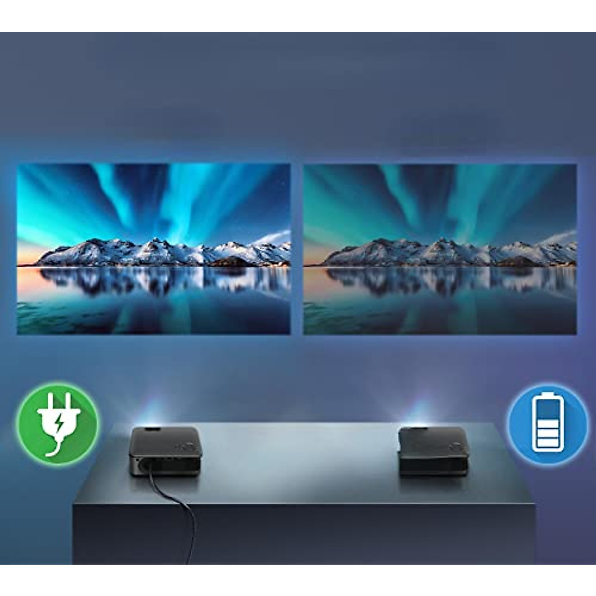 NarcNton Projector Smart TV WiFi Portable Home Theater Cinema Battery Sync Mobile Phone Beam LED Projector Suitable for 4k Movie Projector A30C-Battery