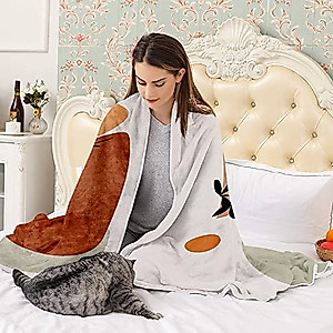 SEBKQ Boho Sun and Leaves Blanket Double Sided Flannel Throw Blanket, Suitable for Adults and Children on The Sofa, Car, Bed Nap Warm Comfortable Blanket(59in X 39in)