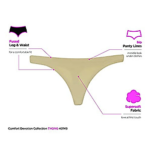 Maidenform womens Comfort Devotion No Pinch Panties, Hipster, Bikini, Available g string and thong panties, - Black W/Body Beige Lining, Small US