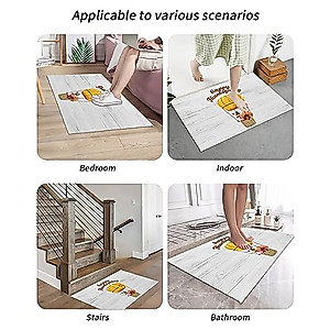 Savannan Floor Mats,Happy Thanksgiving Cartoon Turkey in Pumpkin Shaped Hot Air Balloon Wooden Non Slip Latex Backing Ultrathin Loop Pile Door Rugs for Dining Room Office Home Decor 24"x32"