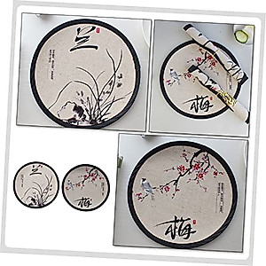 NOLITOY 2pcs Jute Mat Woven Placemats Coasters for Drinks Wedding Decor Desk Mat for Desktop Linen Placemats Dinner Table Mats Coaster for Coffee Cup Cotton and Linen Blend Cotton Cup