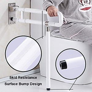 Foldable Toilet Grab Bar 304 Stainless Steel Shower Handrails Anti Slip Bathroom Seat Support Bar Flip-Up Bathtub Grab Arm Bar Hand Grip