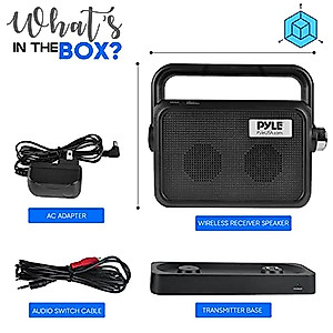 Wireless Portable Speaker Soundbox - 2.4ghz Full Range Stereo Sound Digital TV MP3 iPod Analog Cable & Digital Optical w/Headset Jack Voice Enhancing Audio Hearing Assistance - Pyle PTVSP18BK