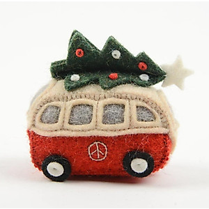 Hippie bus Christmas tree - Hand felt camper van decorations - Christmas decorations
