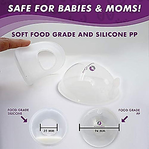 New Model with Plugs! Breast Shell & Milk Catcher for Breastfeeding Relief (2 in 1) Protect Cracked, Sore, Engorged Nipples & Collect Breast Milk Leaks During The Day, While Nursing or Pumping