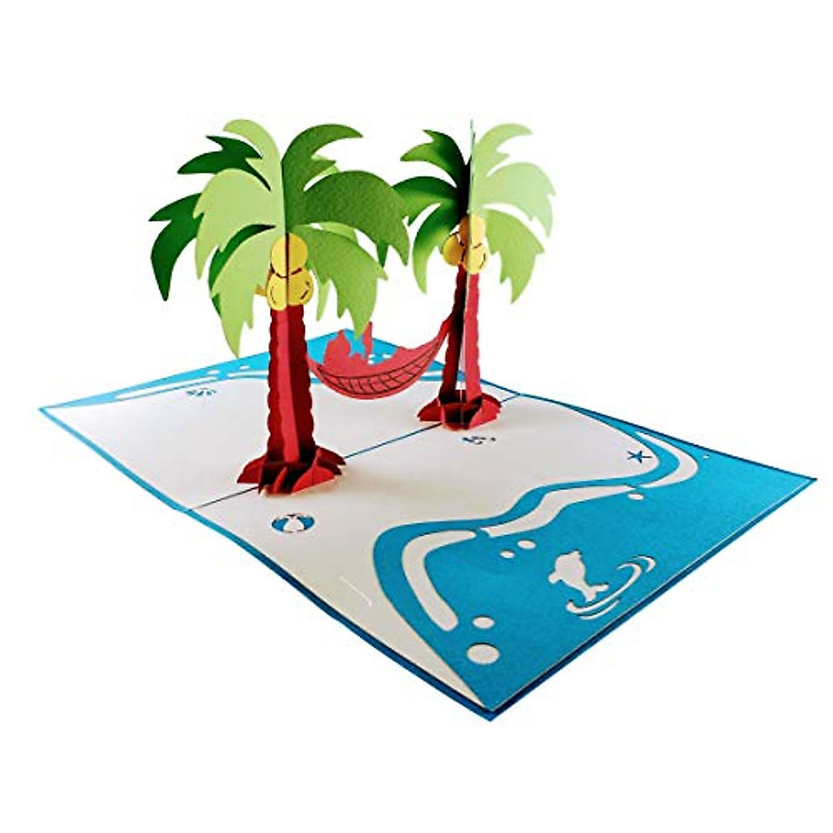 iGifts And Cards Funny Woman Relaxes on Beach 3D Pop Up Greeting Card – Happy Birthday Card For Her, Wife, Cute Tropical Sunshine Vacation, Congratulations On Your Retirement, 6" X 8"