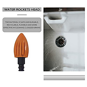 Angoily Head Garden Machine Accessories Clog Hose Black Flush Plastic Sewer Drain Connector Tools Orange Gutter Parts Water Flushing Nozzle Softer Washer Jetter Power Pressure Remover