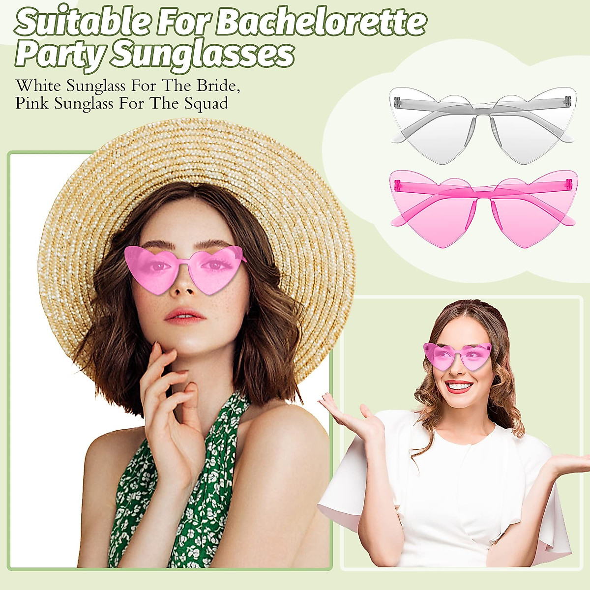 Chicpop 12 Pcs Heart Sunglasses For Women Cute Fun Bachelorette Glasses Bulk for Party Favors